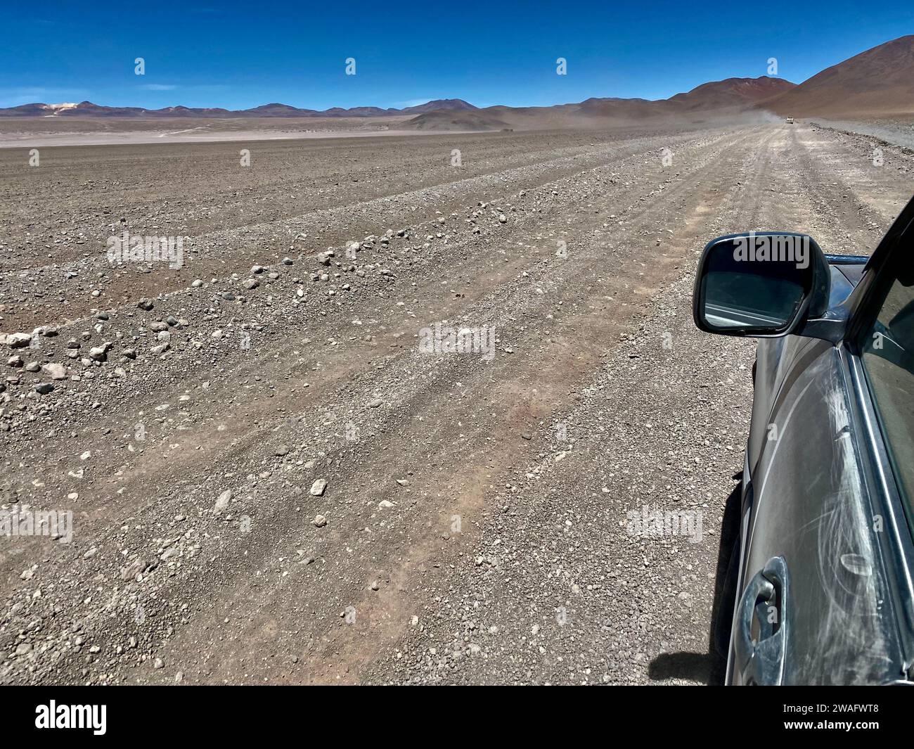 Track through the desert in the southwest of the altiplano of Bolivia ...