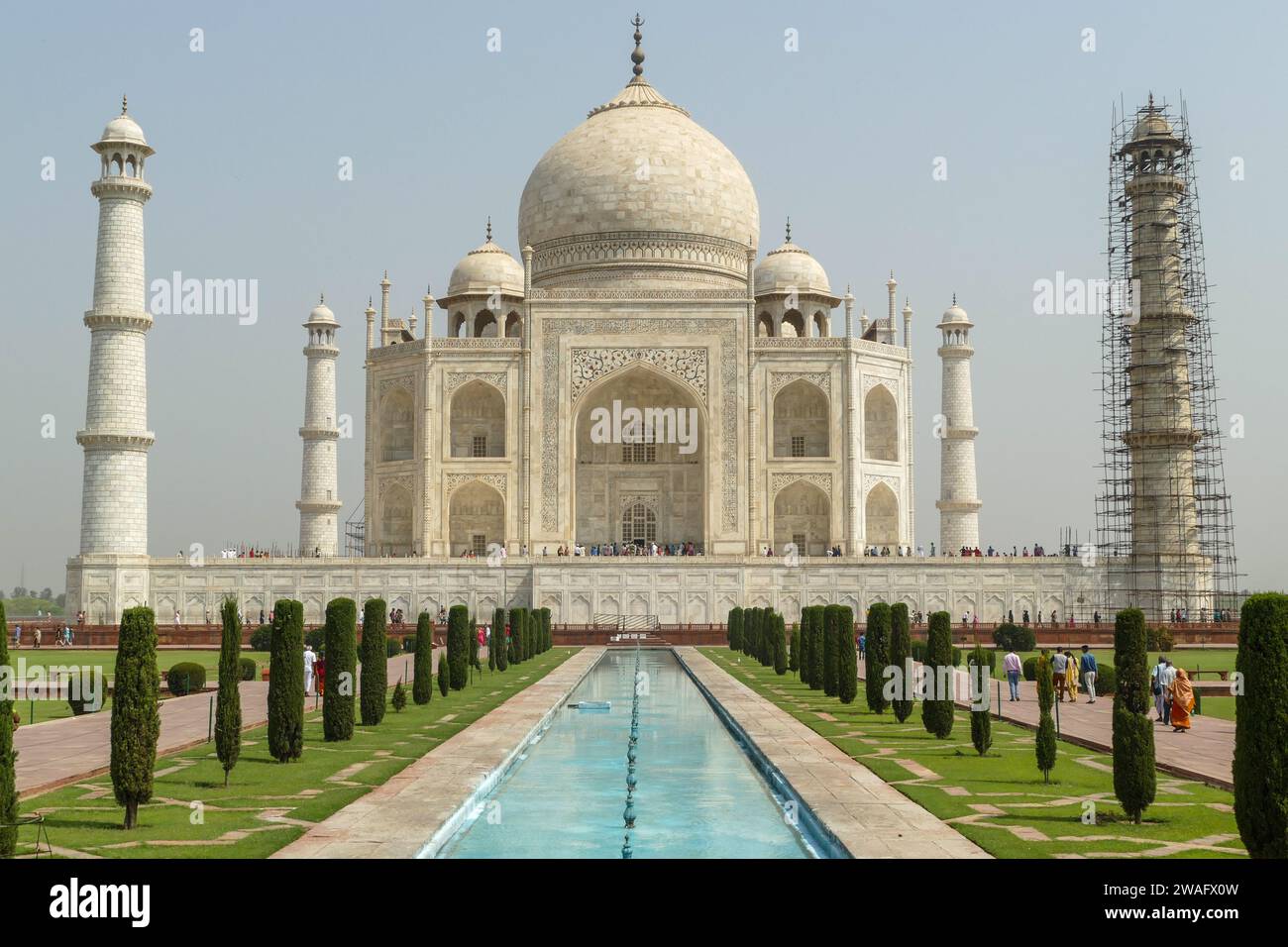 Agra, India - April 17 2017: Taj Mahal white marble mausoleum, famous ...