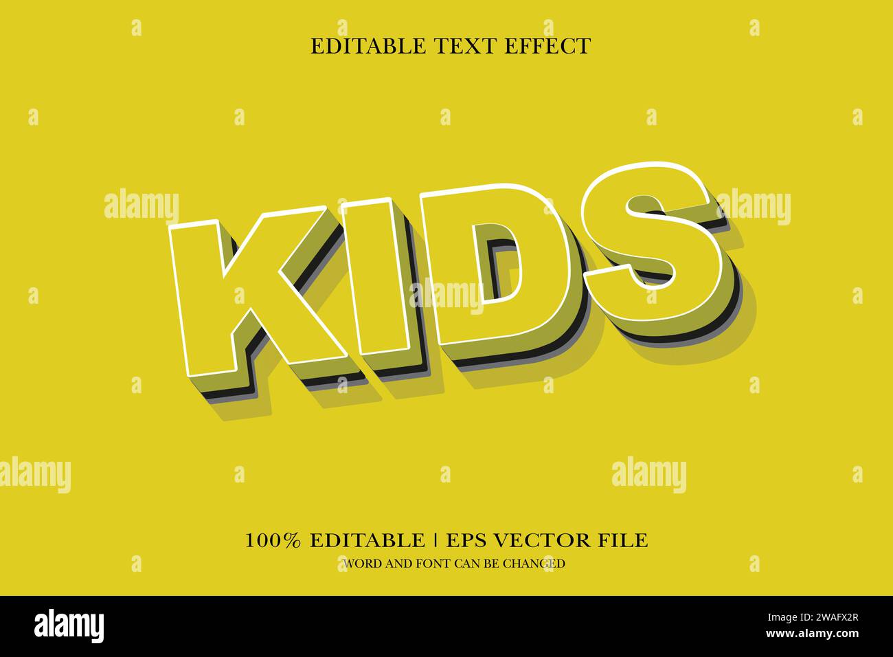 Kids 3d text effect styles mockup concept Black text Stock Vector Image ...