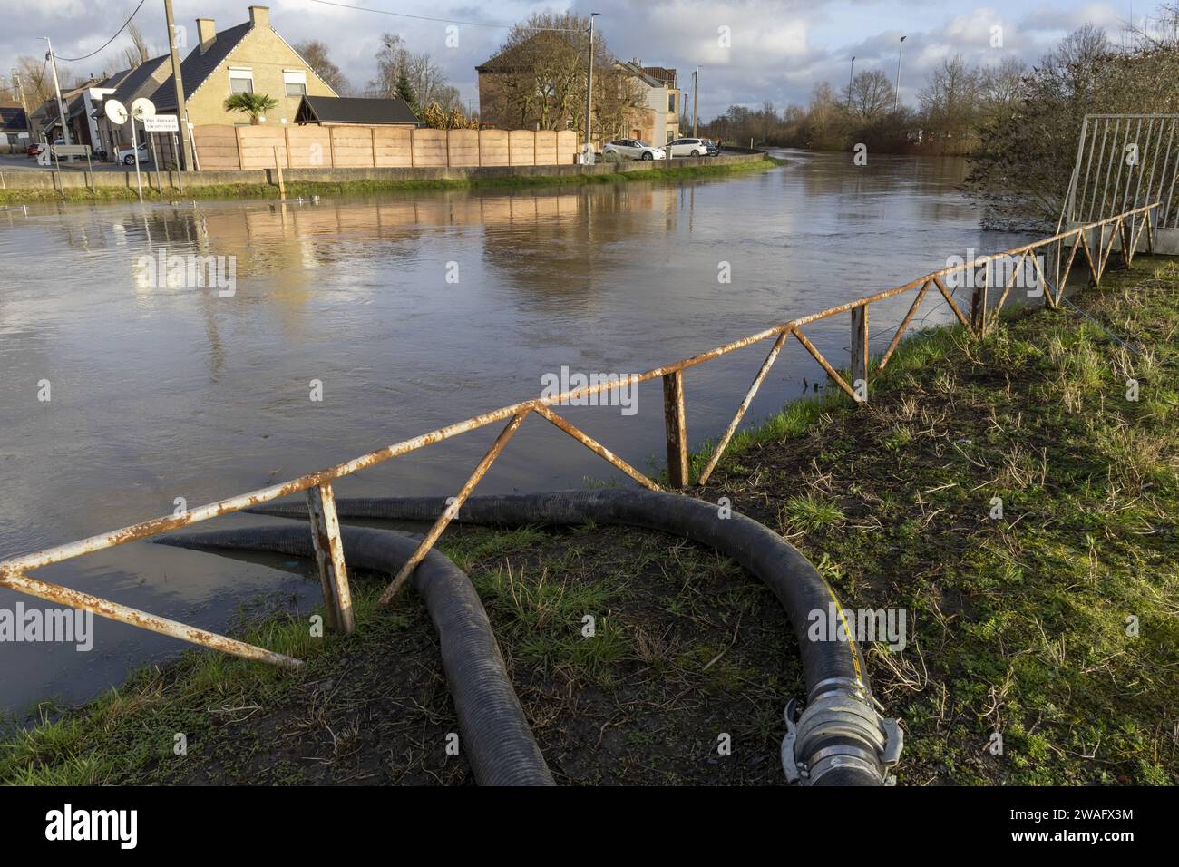 Affligem, Belgium. 04th Jan, 2024. Illustration picture shows the weir ...