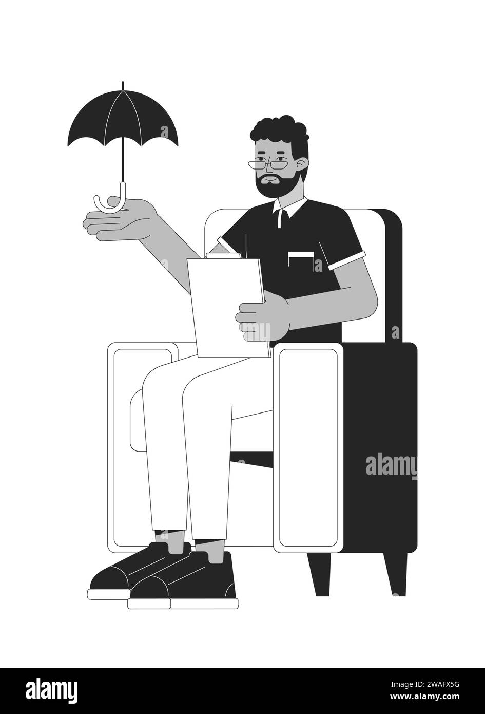 Psychologist helps with depression black and white 2D line cartoon ...