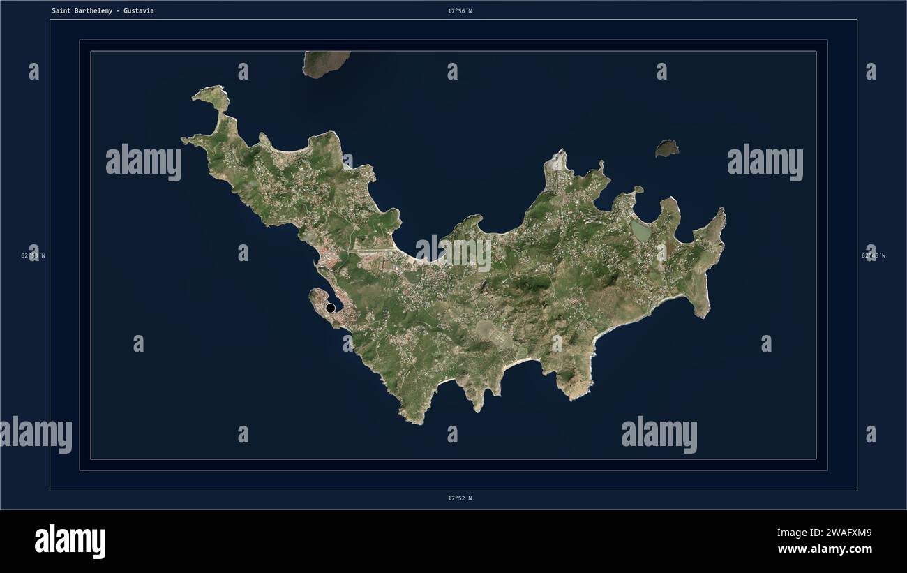 Saint Barthelemy highlighted on a low resolution satellite map map with ...