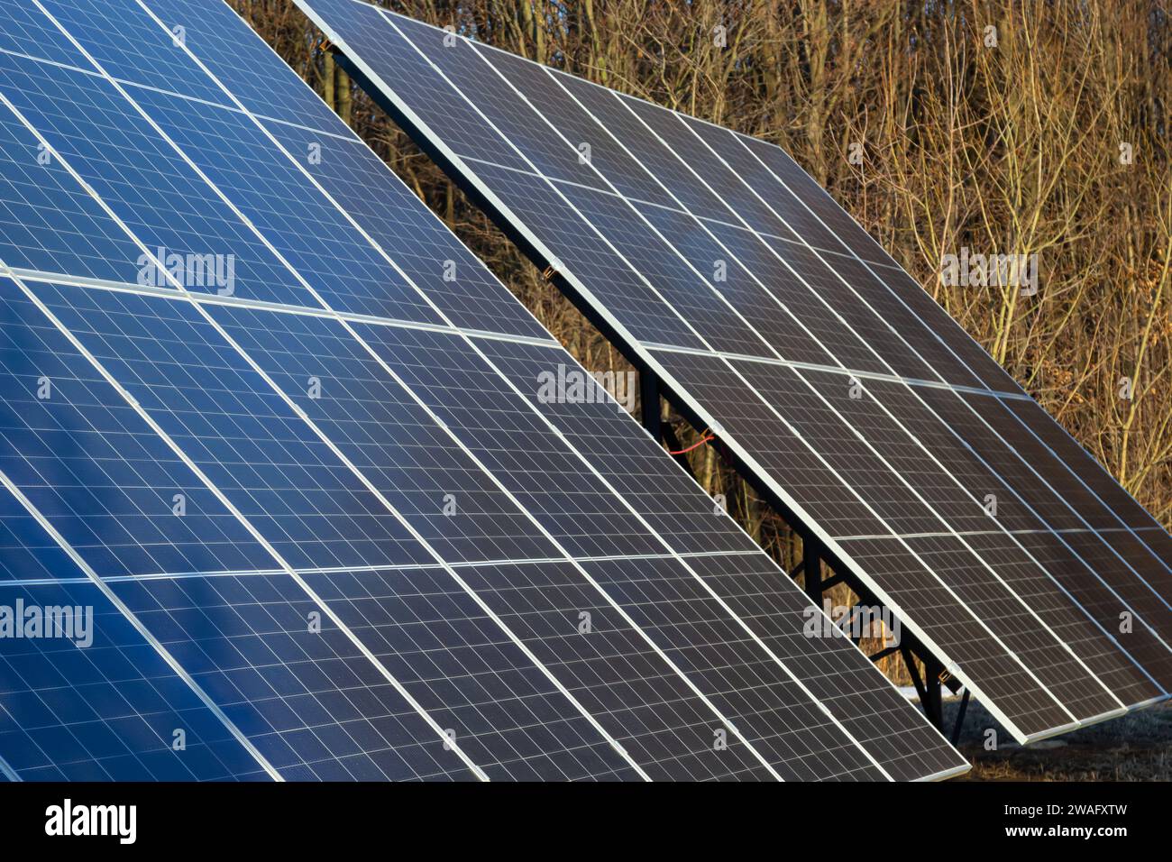 Close-up of Solar cell farm power plant eco technology.landscape of ...