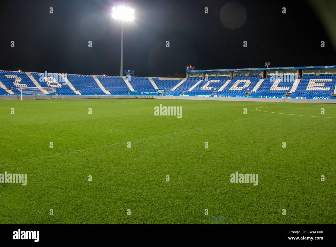 C.D. Butarque Stadium Leganes soccer team. You can see the grass, the ...