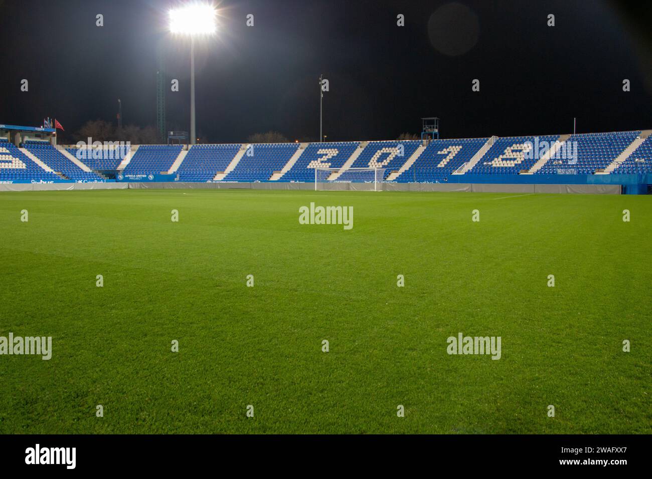 C.D. Butarque Stadium Leganes soccer team. You can see the grass, the ...