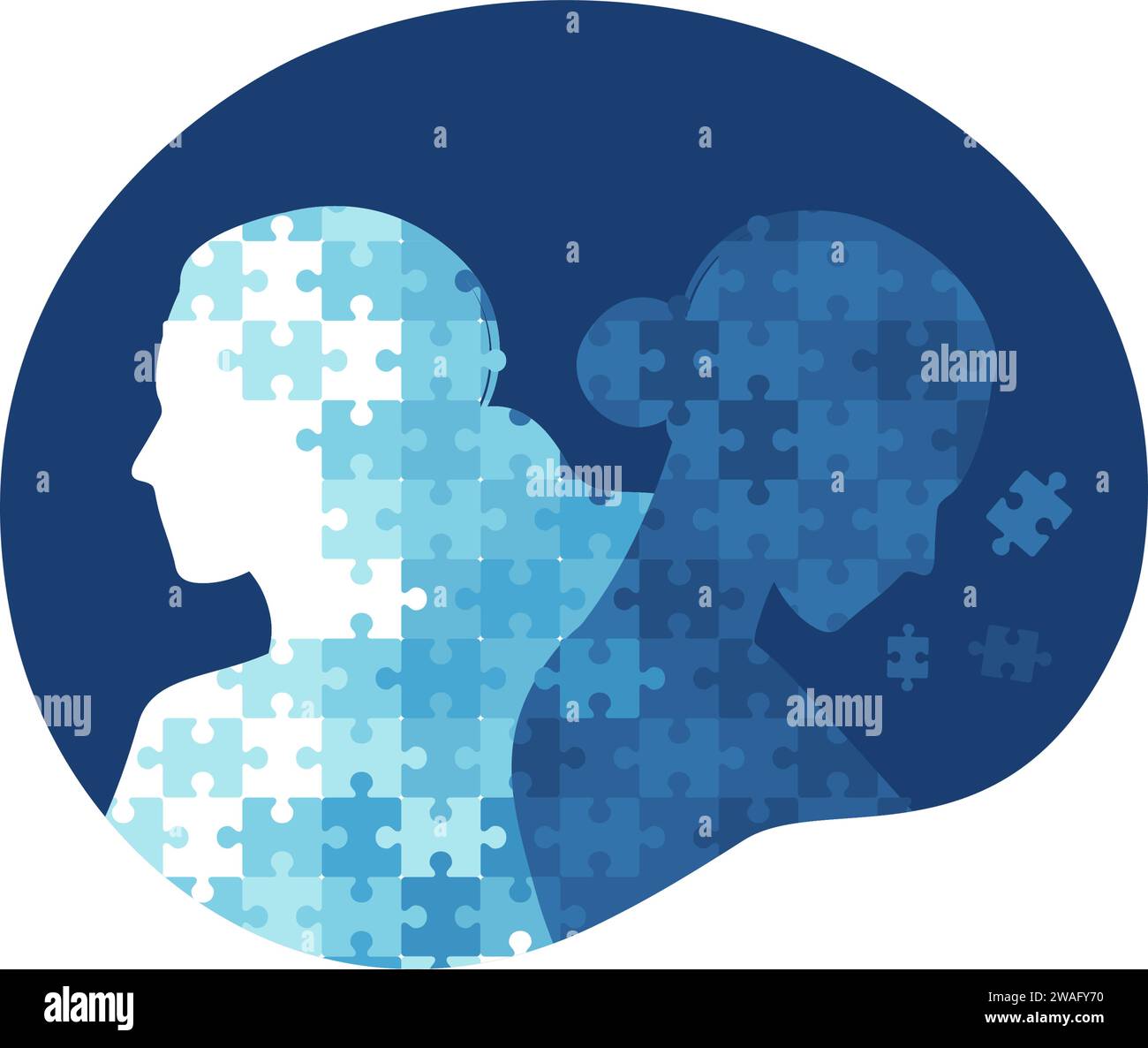 Psychotherapy or psychology support concept. Two woman different states ...