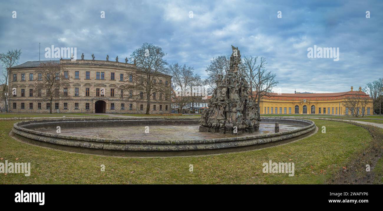 Erlangen, Germany - December 16, 2023: Panoramic view with Huguenot ... Erlangen, Germany - December 16, 2023: Panoramic view with Huguenot ...