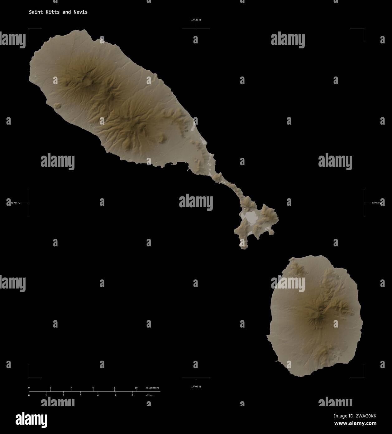 Shape of a elevation map colored in sepia tones with lakes and rivers ...