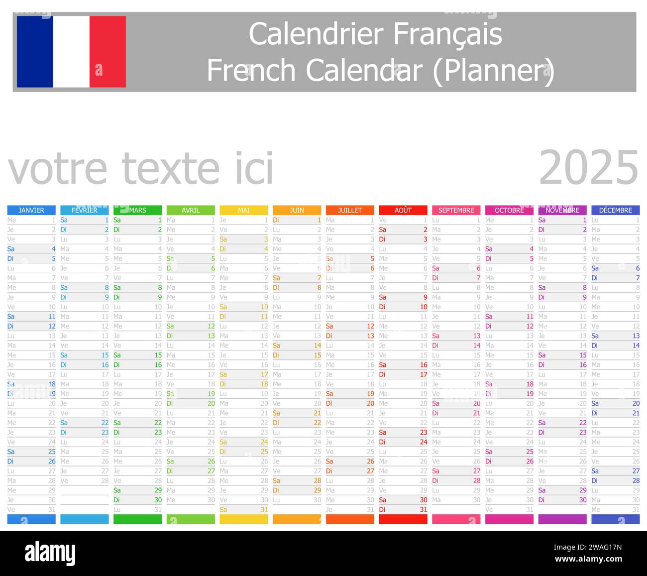 2025 french calendrier hi-res stock photography and images - Alamy