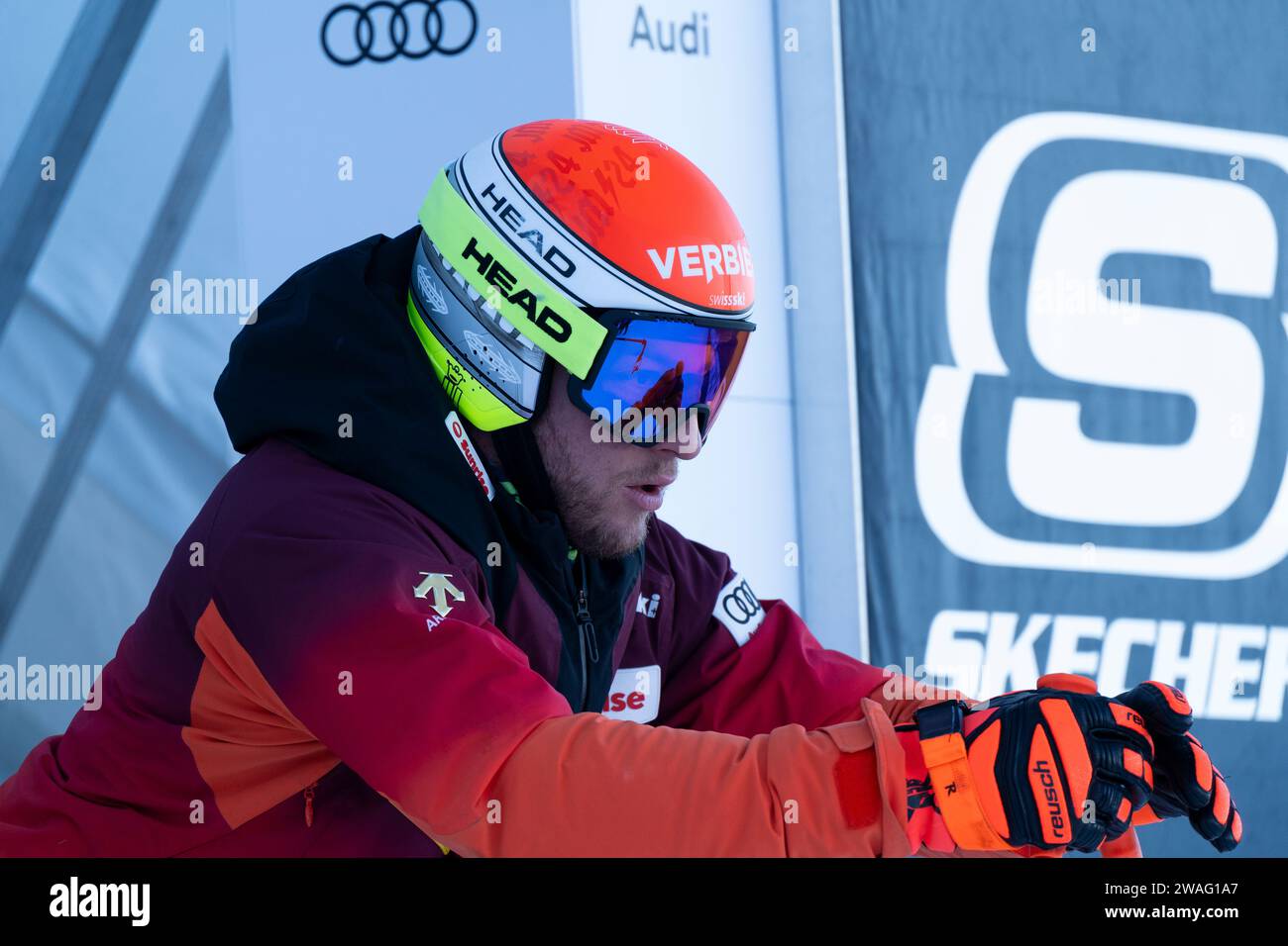 Val Gardena, Italy 16 December 2023, MURISIER Justin (SUI) in the start ...