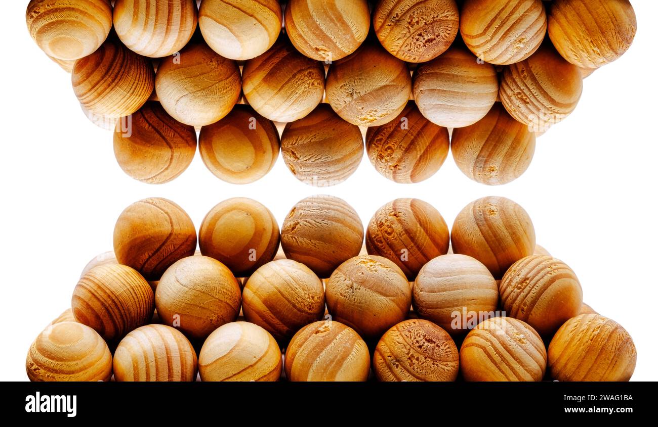 wooden sphere balls arranged in rows Stock Photo - Alamy