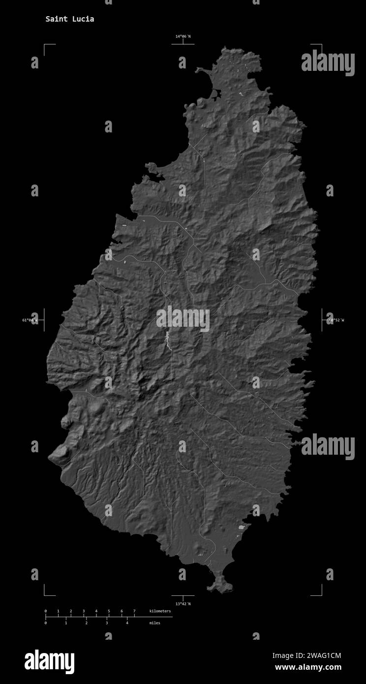 Shape of a Bilevel elevation map with lakes and rivers of the Saint ...