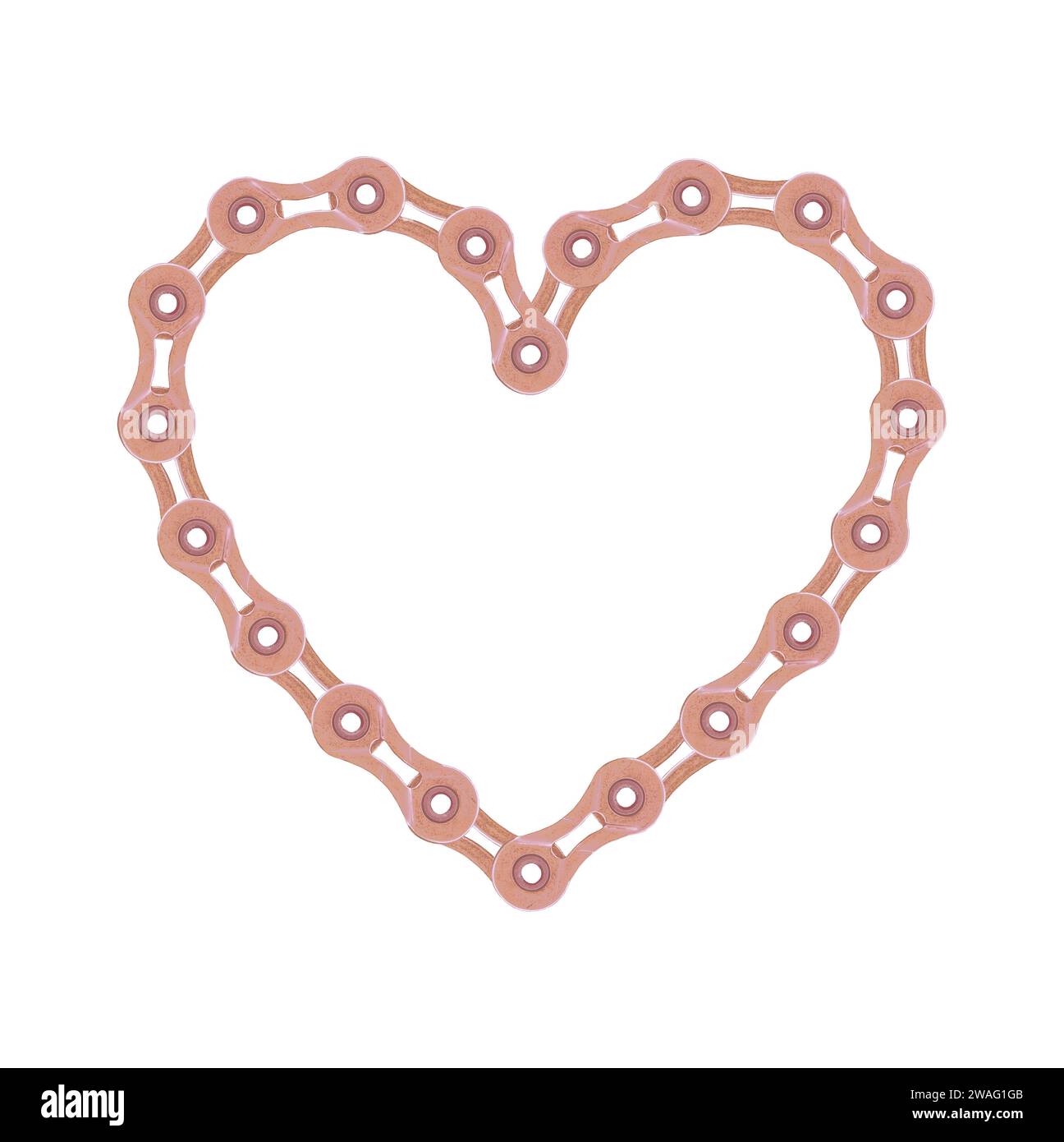 A heart made from chain links in 13-1023 Peach Fuzz color of the year ...