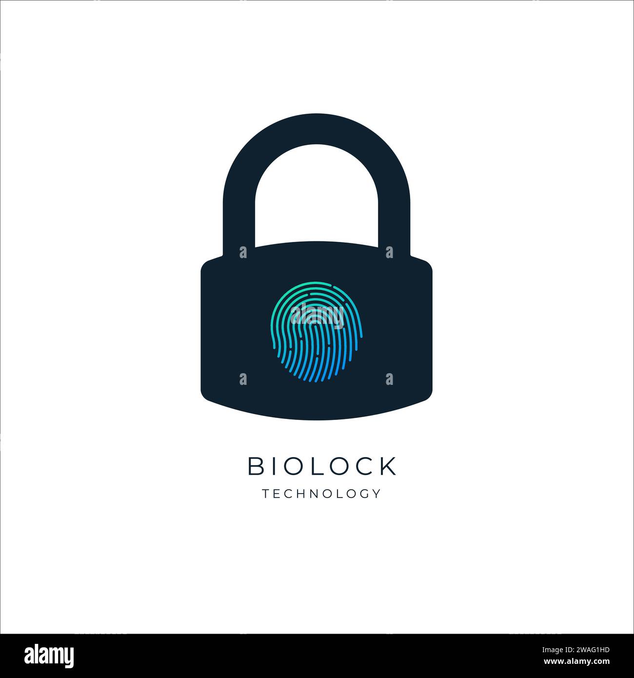 Lock with Fingerprint. Bio lock Data protection. logo or icon design ...