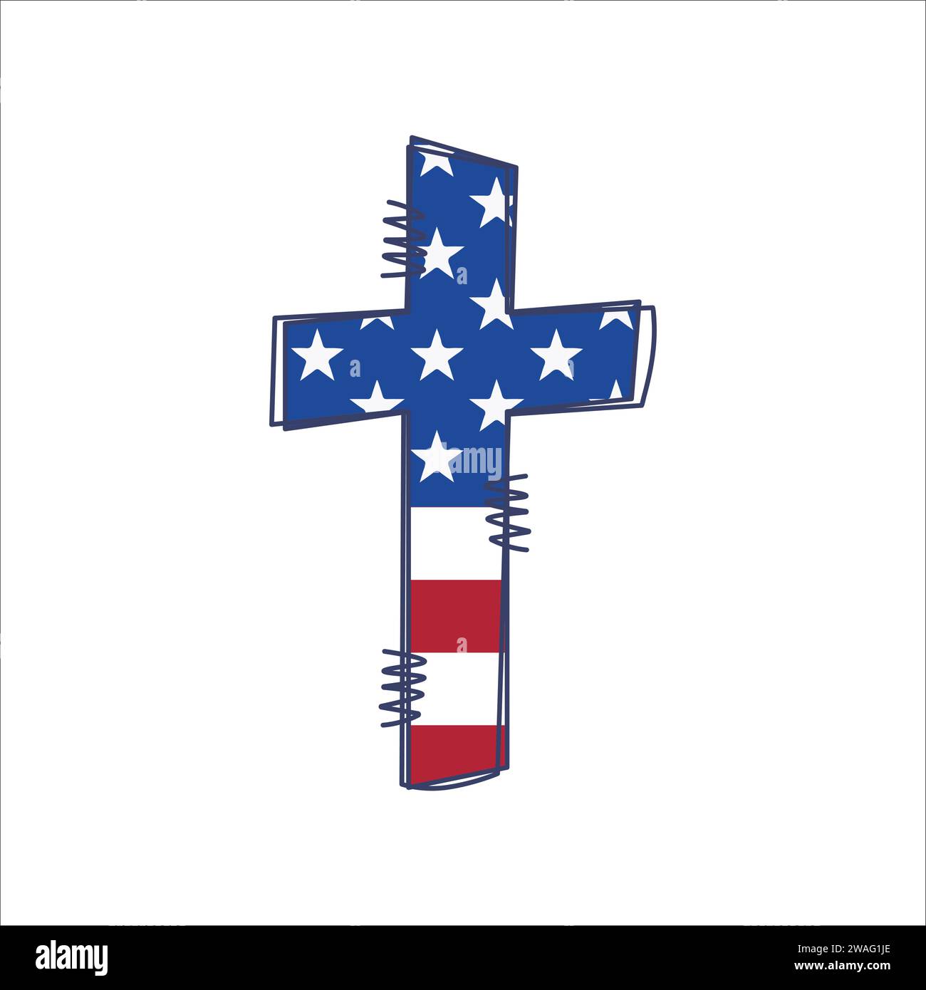 USA American Flag Cross Christian Religious Patriotic symbol. Stock ...