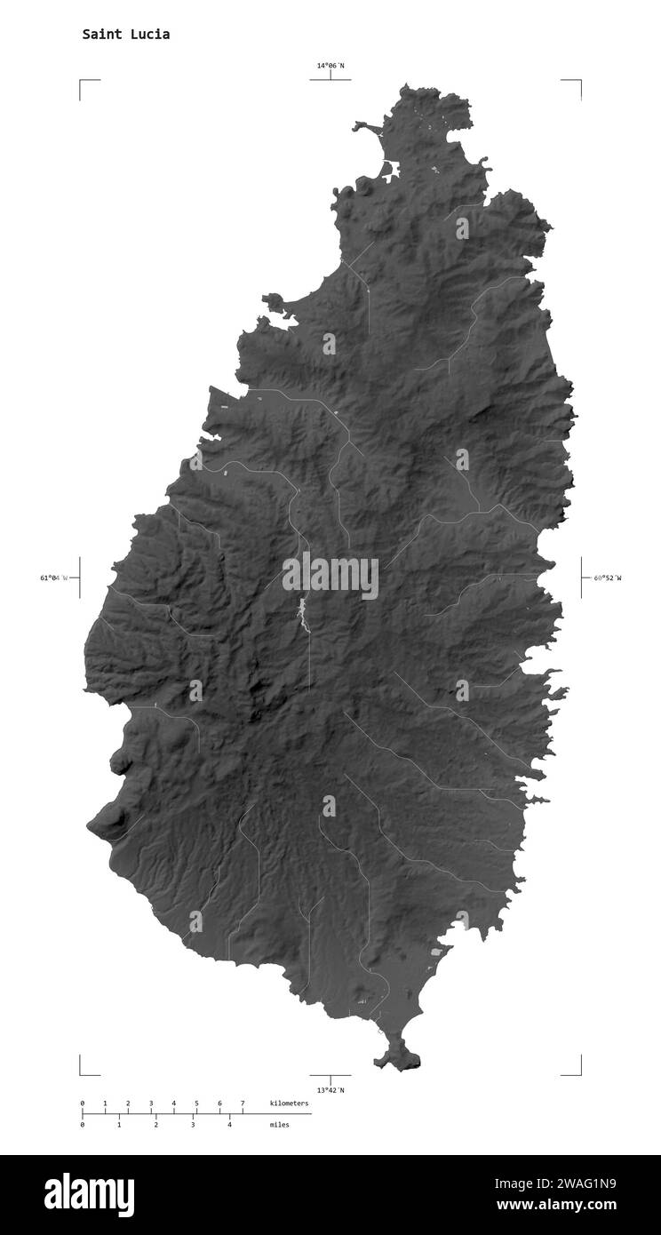 Shape of a Grayscale elevation map with lakes and rivers of the Saint ...