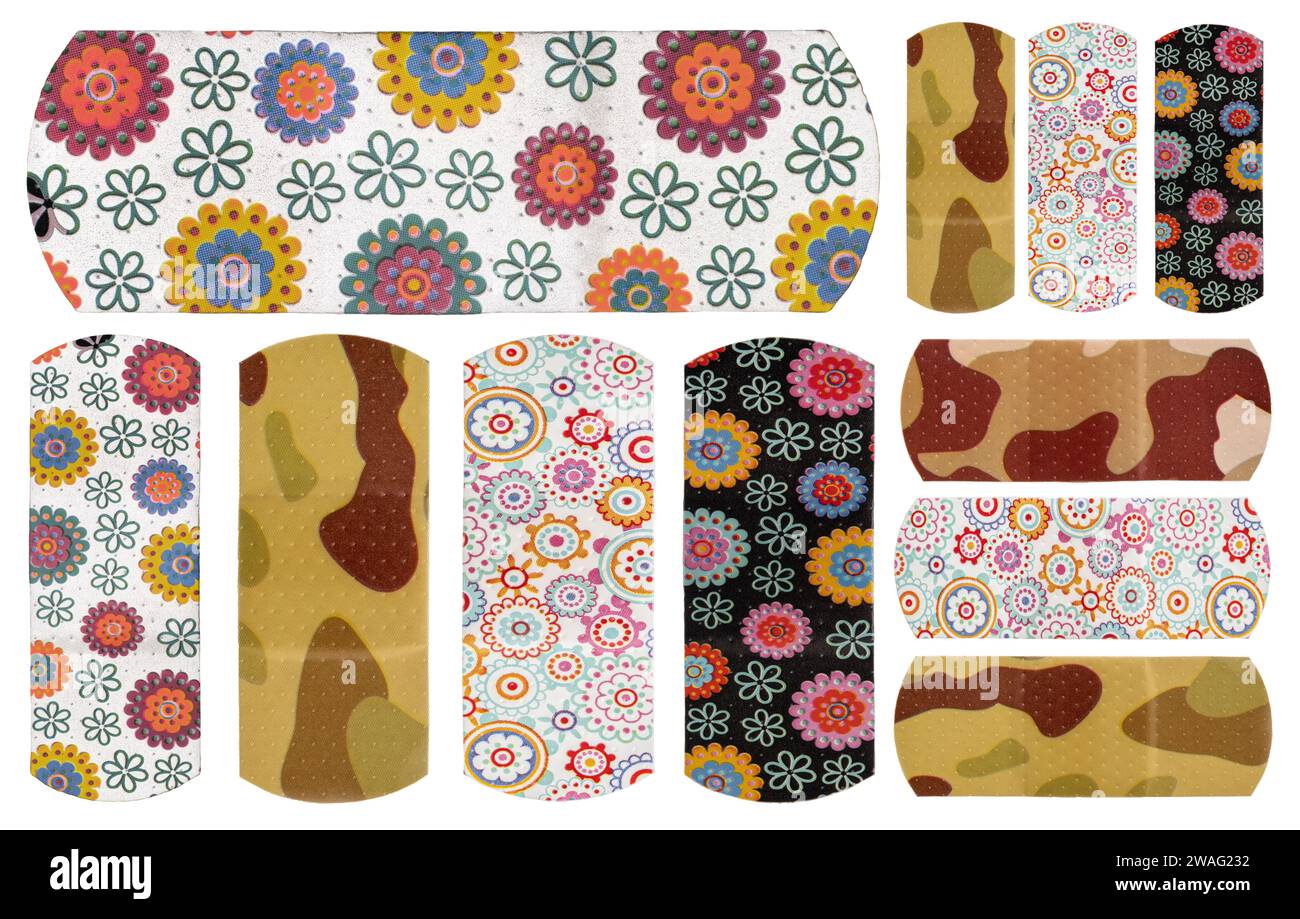 Adhesive children colorful plasters isolated on white background Stock ...