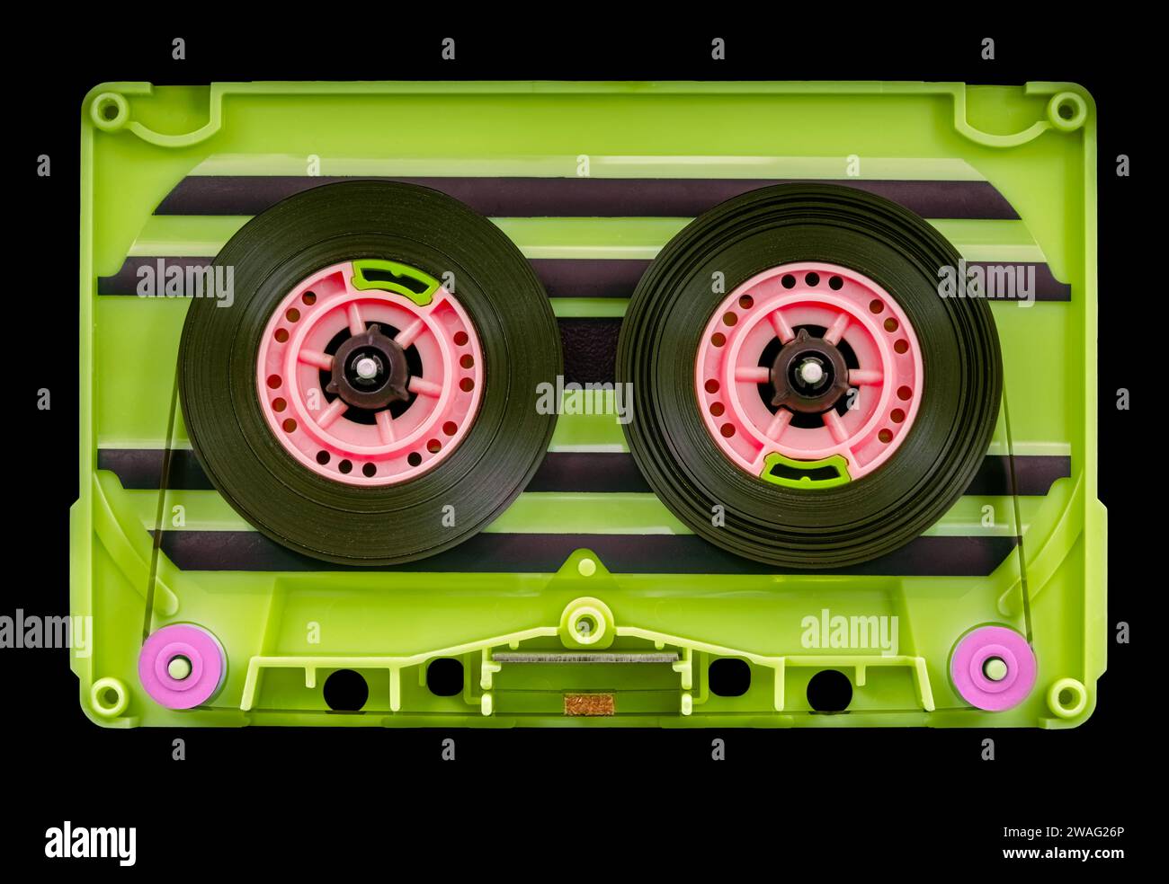 Audio cassette tape in use sound recording in the tape recorder, 90s ...