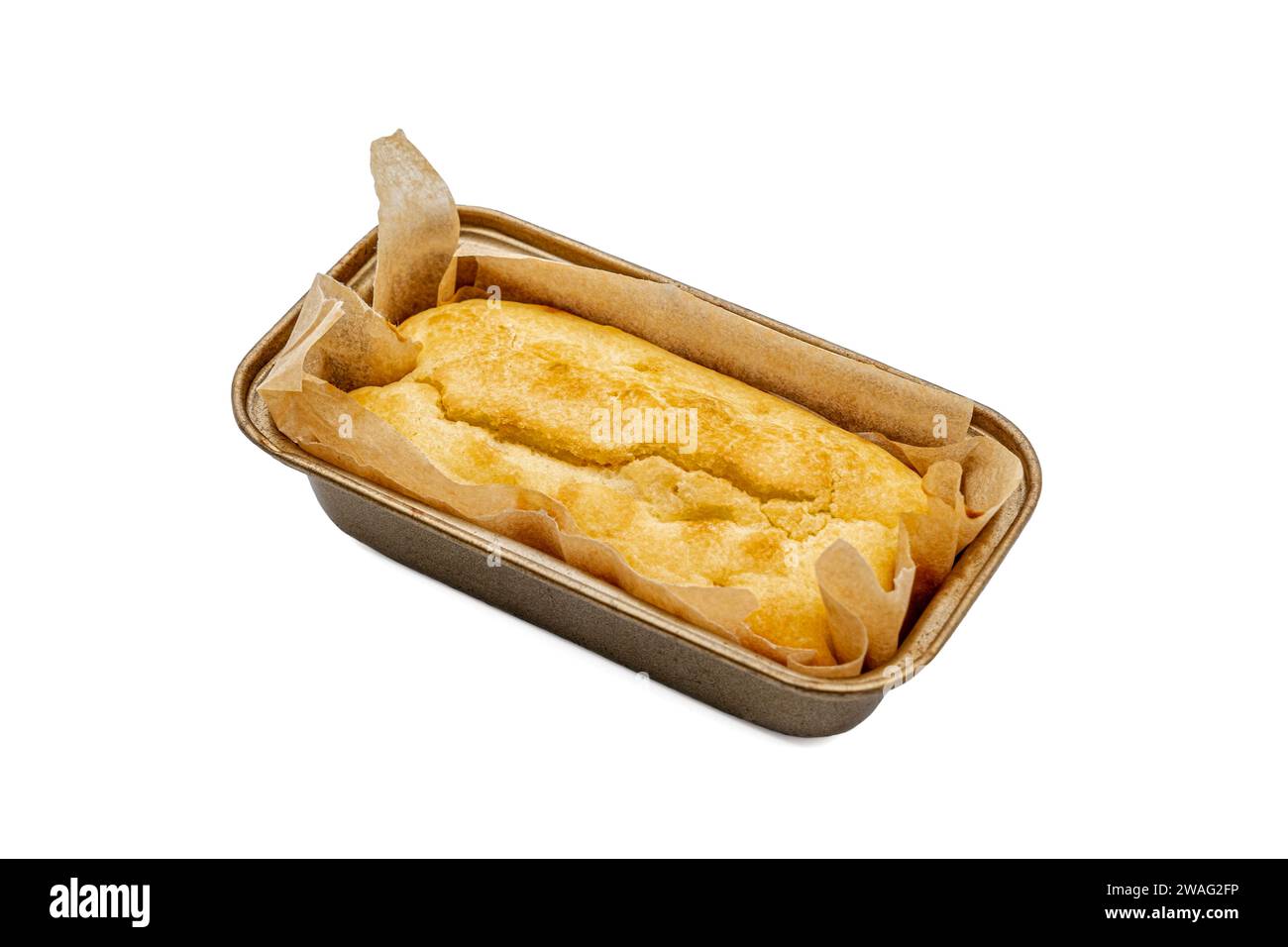 bread with yogurt and egg in baking form with baking paper fresh out of ...