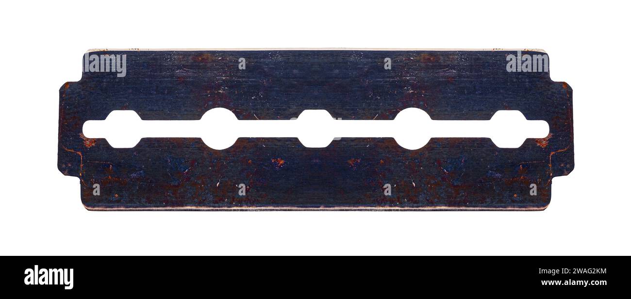 Corrosive rust on the vintage razor blade isolated on white background ...