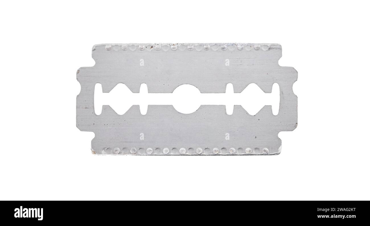 Corrosive rust on the vintage razor blade isolated on white background ...