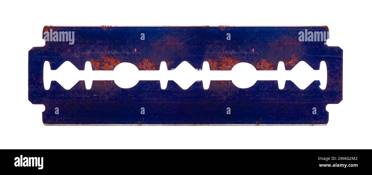 Corrosive rust on the vintage razor blade isolated on white background ...