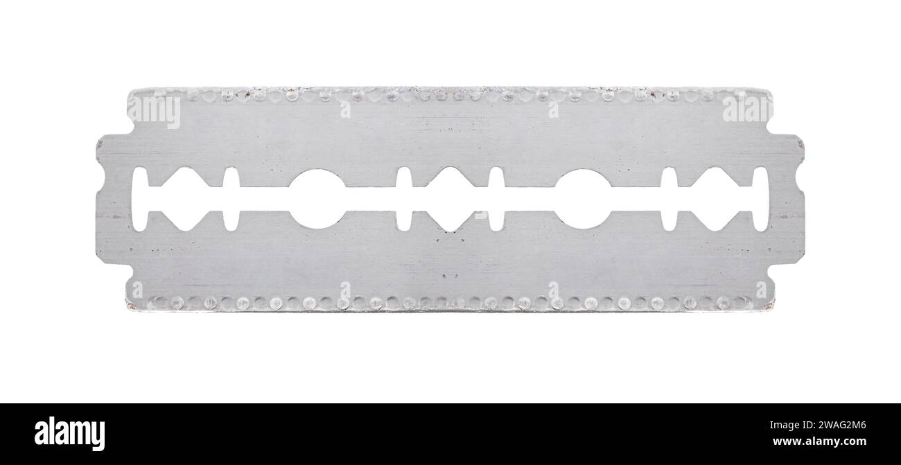 Corrosive rust on the vintage razor blade isolated on white background ...