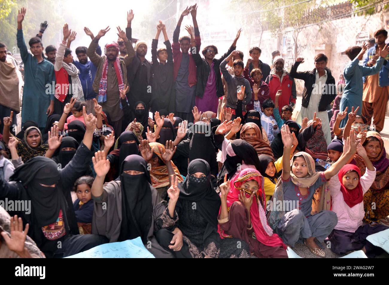 Residents of Qasimabad are holding protest demonstration against high ...