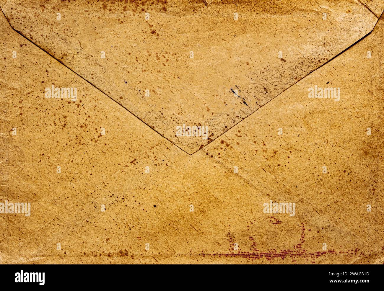 front view closeup of blank old aged closed letter paper envelope with ...