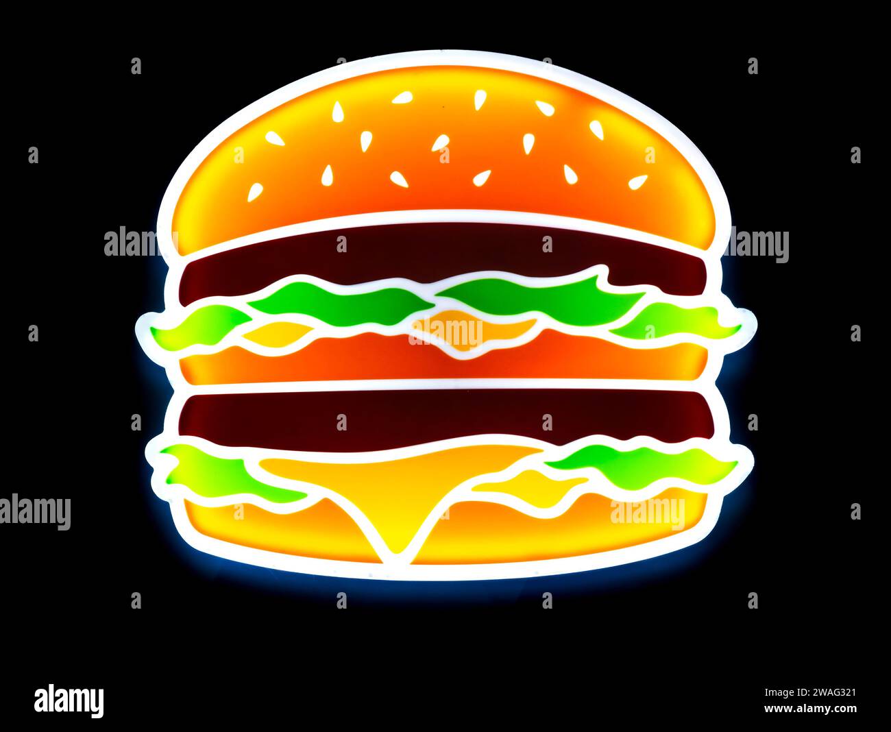 hamburger symbol with neon illumination closeup Stock Photo - Alamy