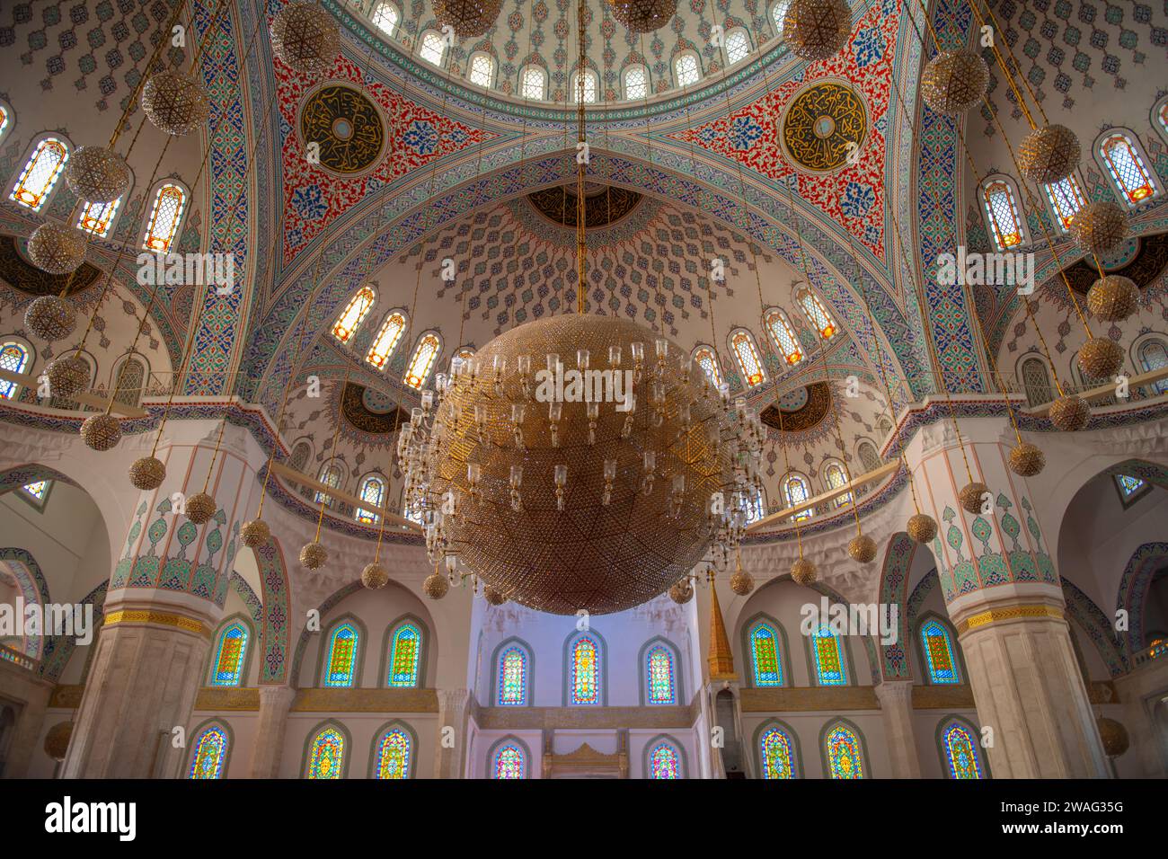 Kocatepe Mosque Kocatepe Camii interior. The mosque is the largest ...