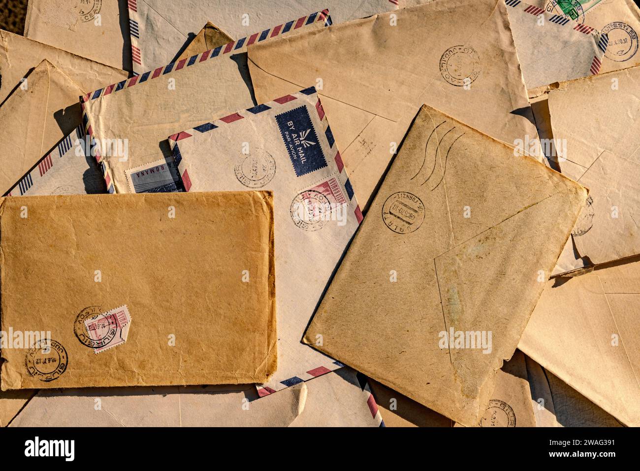 old envelopes with stamps Stock Photo - Alamy