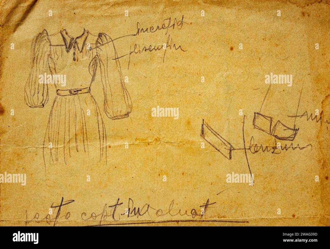 Old paper fashion sketches hi-res stock photography and images - Alamy