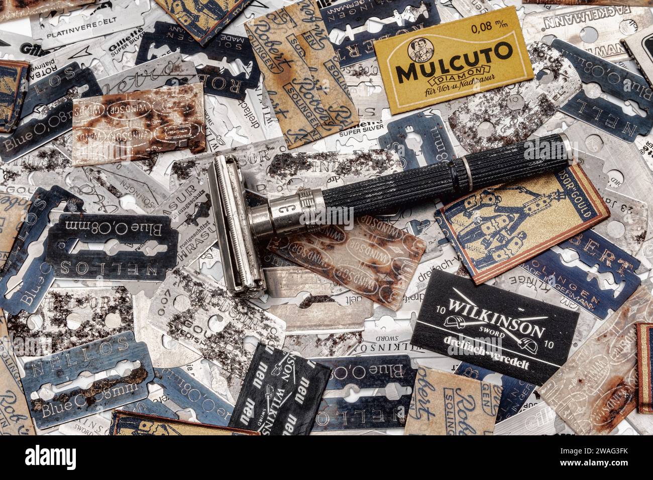 Sibiu city, Romania - 29 November, 2023. old school vintage razor on a ...