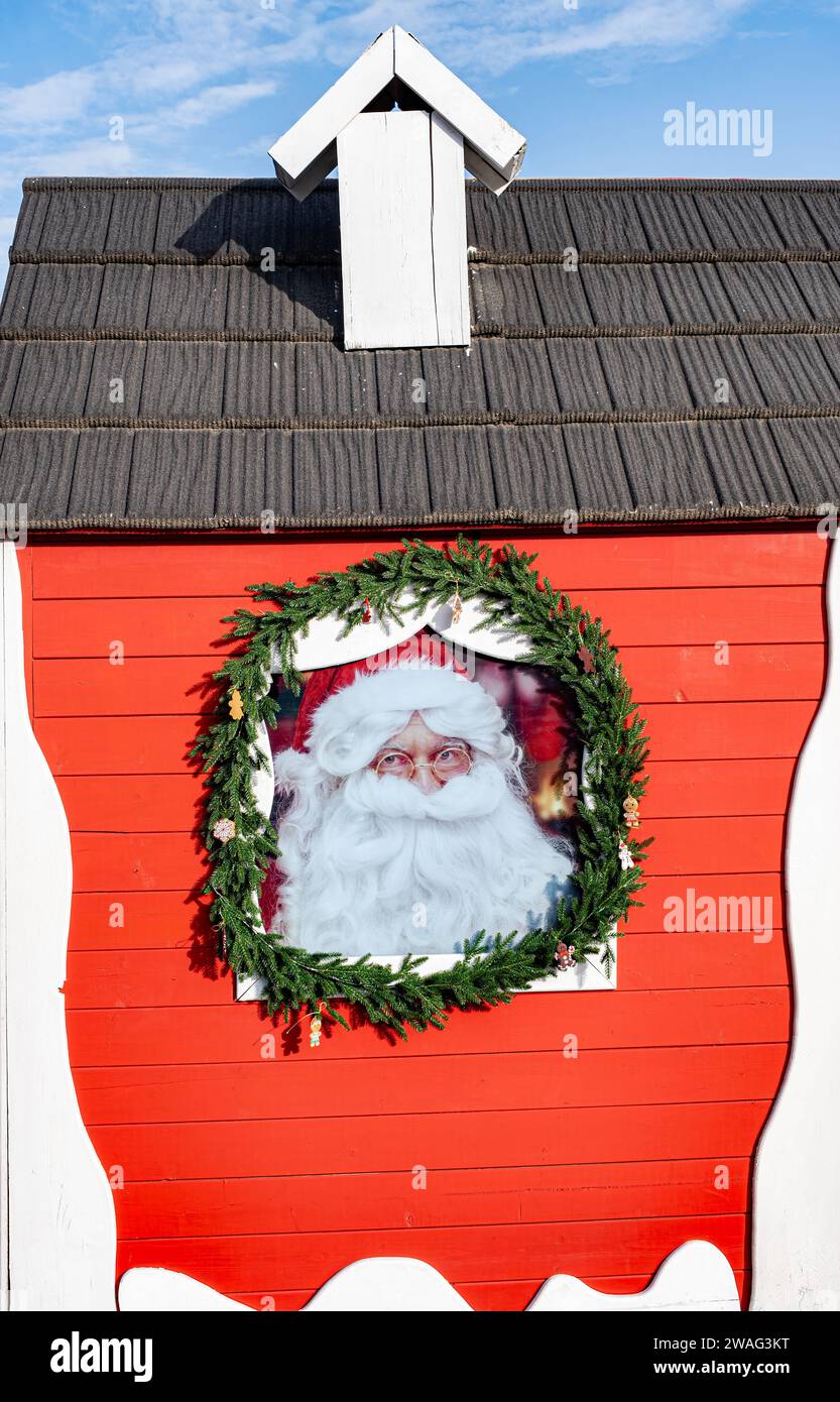 Red Santa Claus house exterior view Stock Photo - Alamy