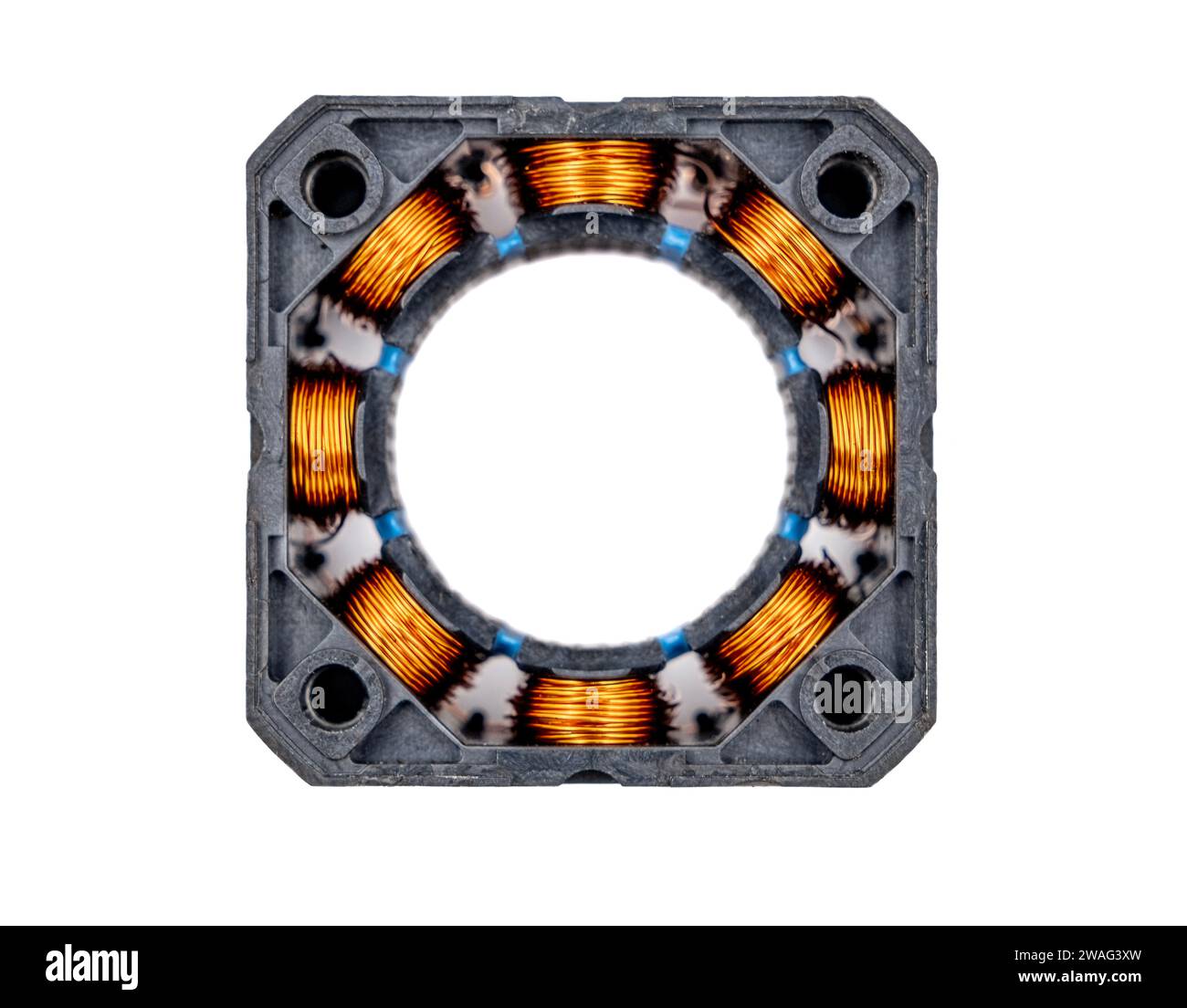 Stepper motor stator, disassembled, on white background Stock Photo - Alamy