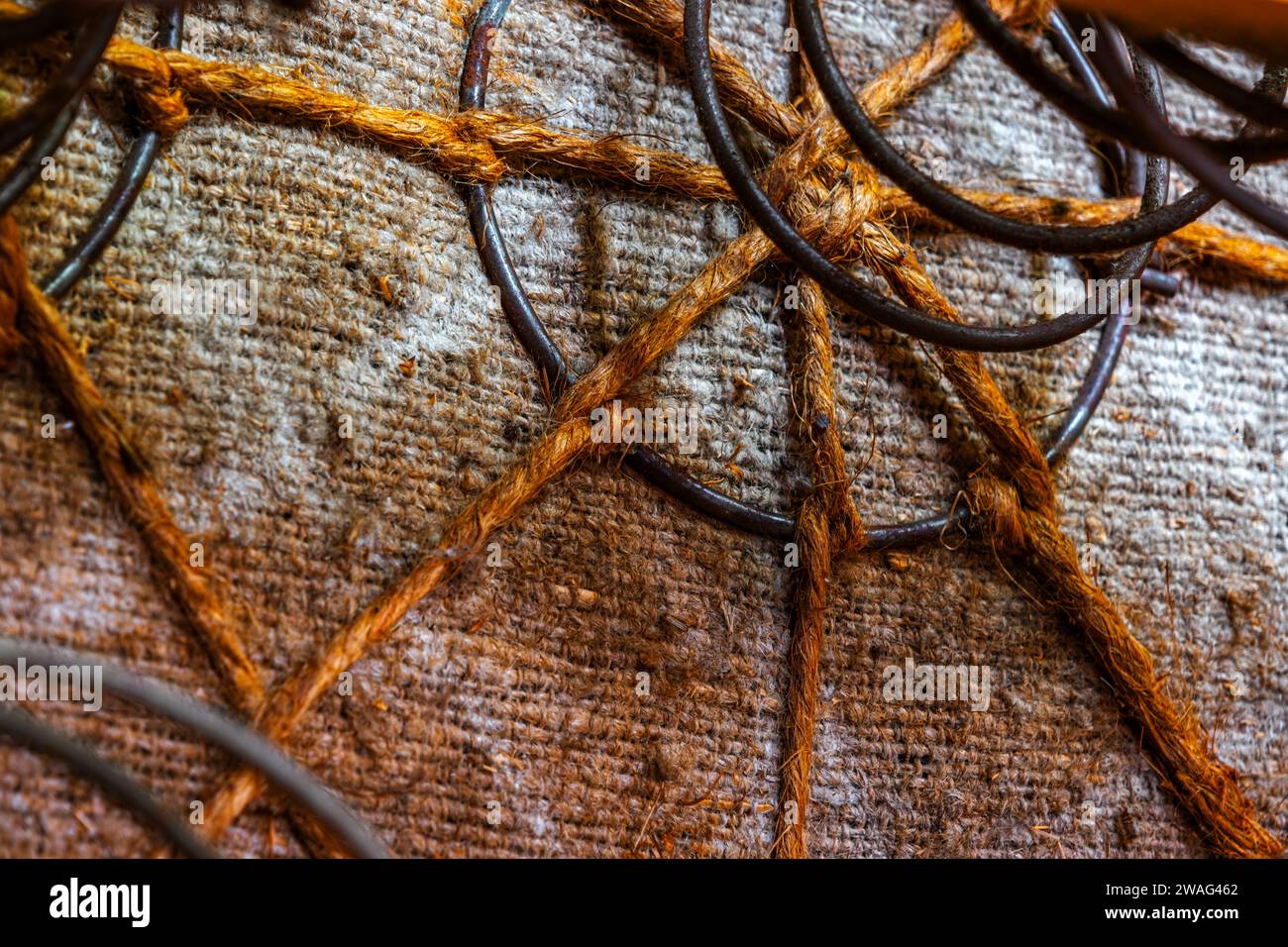 The internal structure of the spring mattress. Old box-spring mattress ...