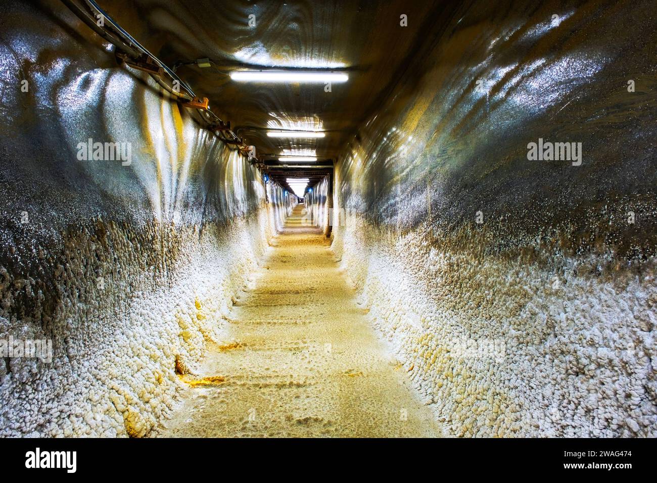 Underground salt mine with lights Stock Photo - Alamy