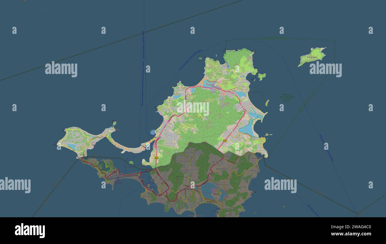 Saint Martin highlighted on a topographic, OSM Germany style map Stock ...