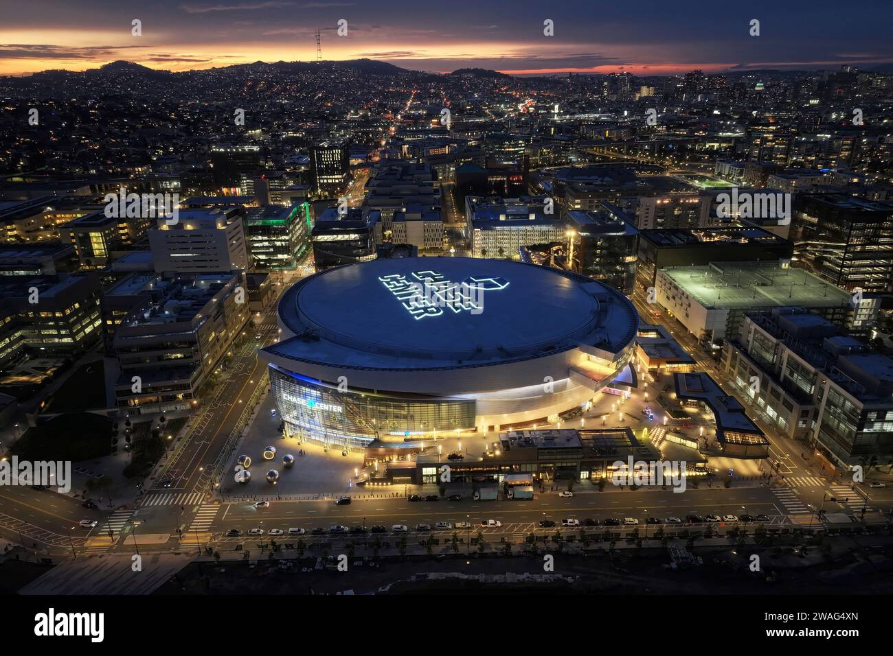 A general overall aerial view of the Chase Center, Sunday, Dec. 31 ...
