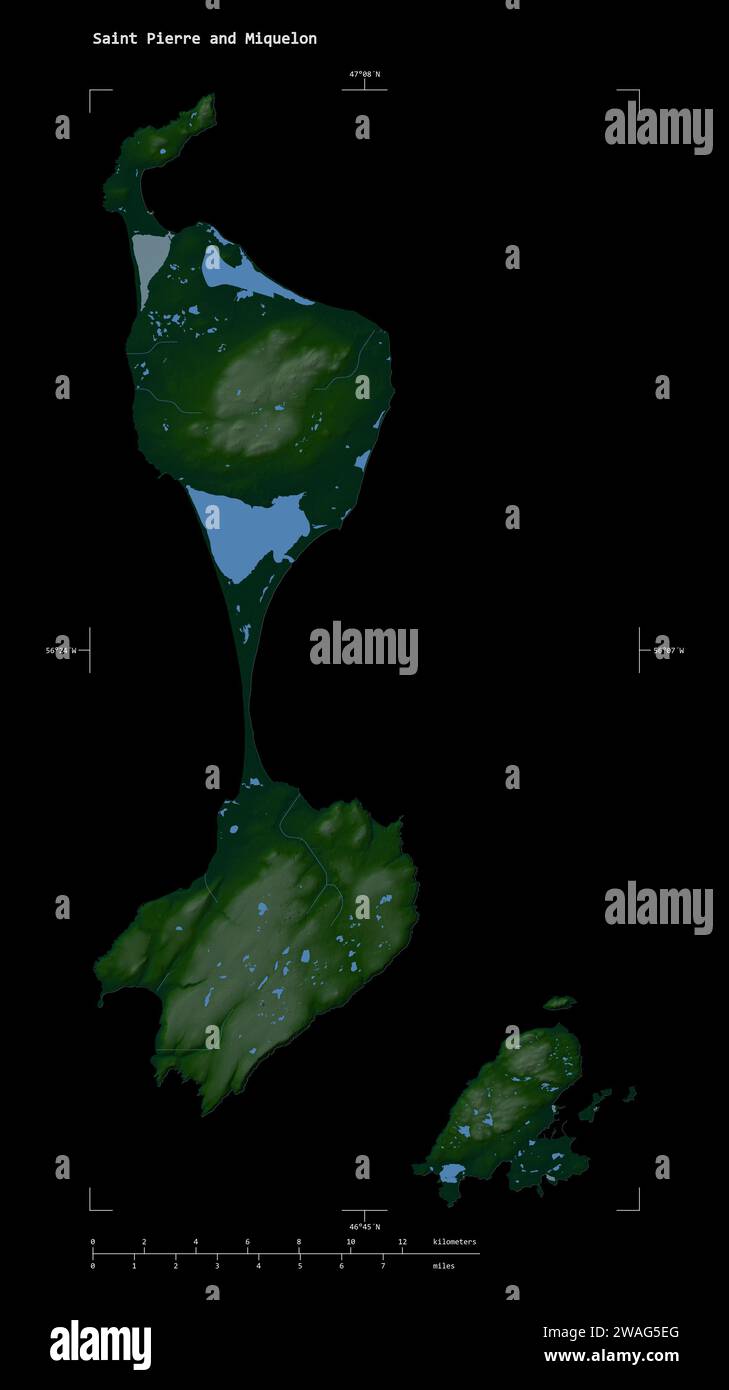 Shape of a Colored elevation map with lakes and rivers of the Saint ...