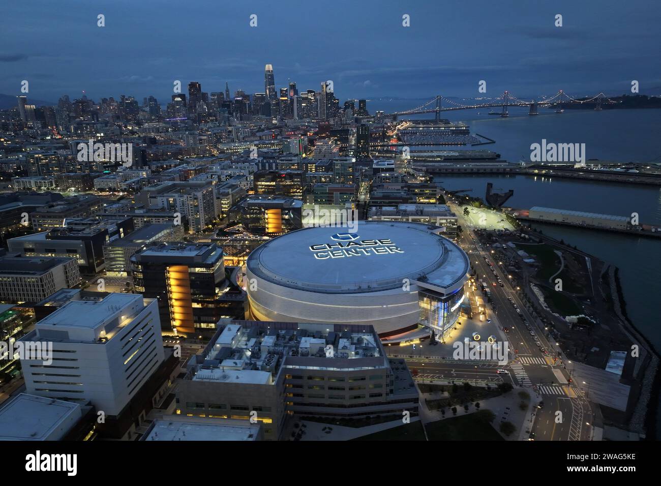 A general overall aerial view of the Chase Center, Sunday, Dec. 31 ...