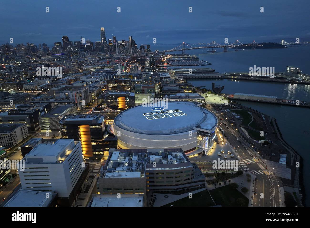 A general overall aerial view of the Chase Center, Sunday, Dec. 31 ...