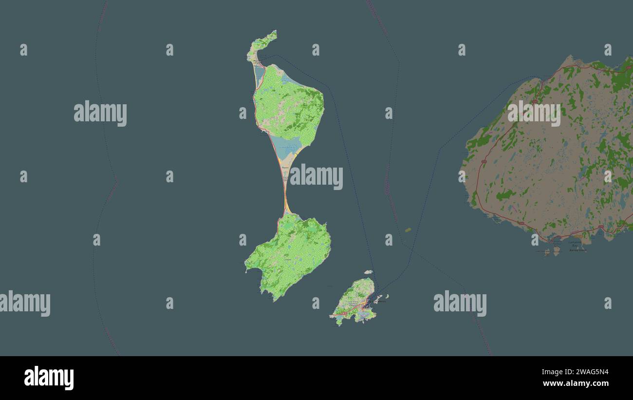Saint Pierre and Miquelon highlighted on a topographic, OSM France ...