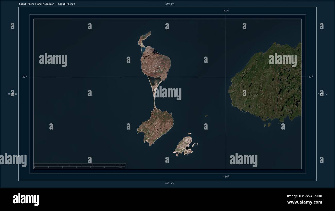Saint Pierre and Miquelon highlighted on a high resolution satellite ...