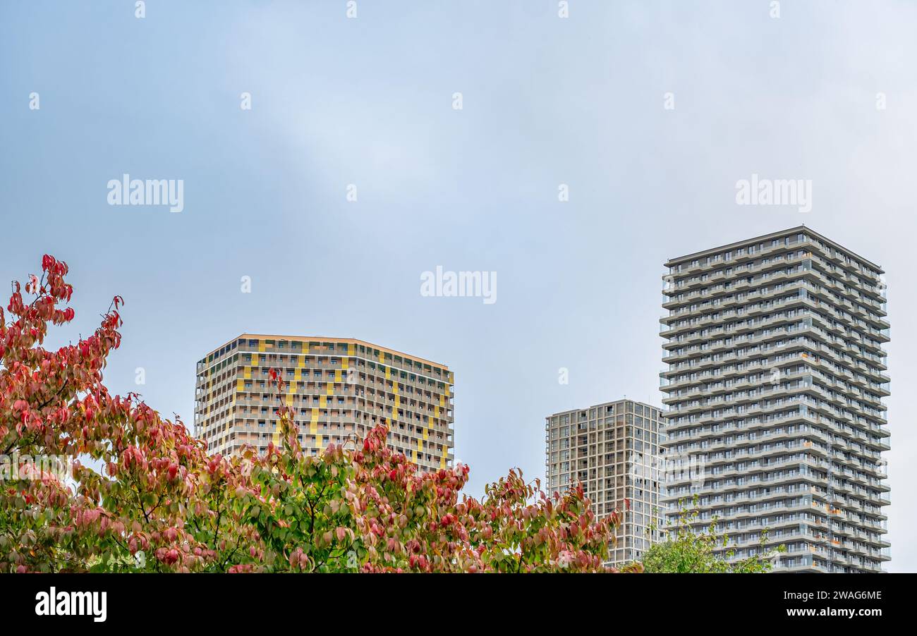 new high-rise building with apartments under construction in Vienna ...