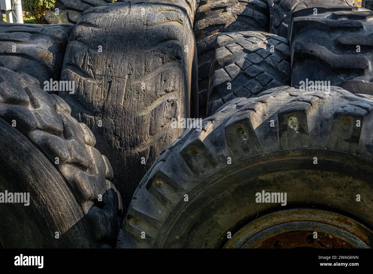 old used big dump truck tires Stock Photo - Alamy