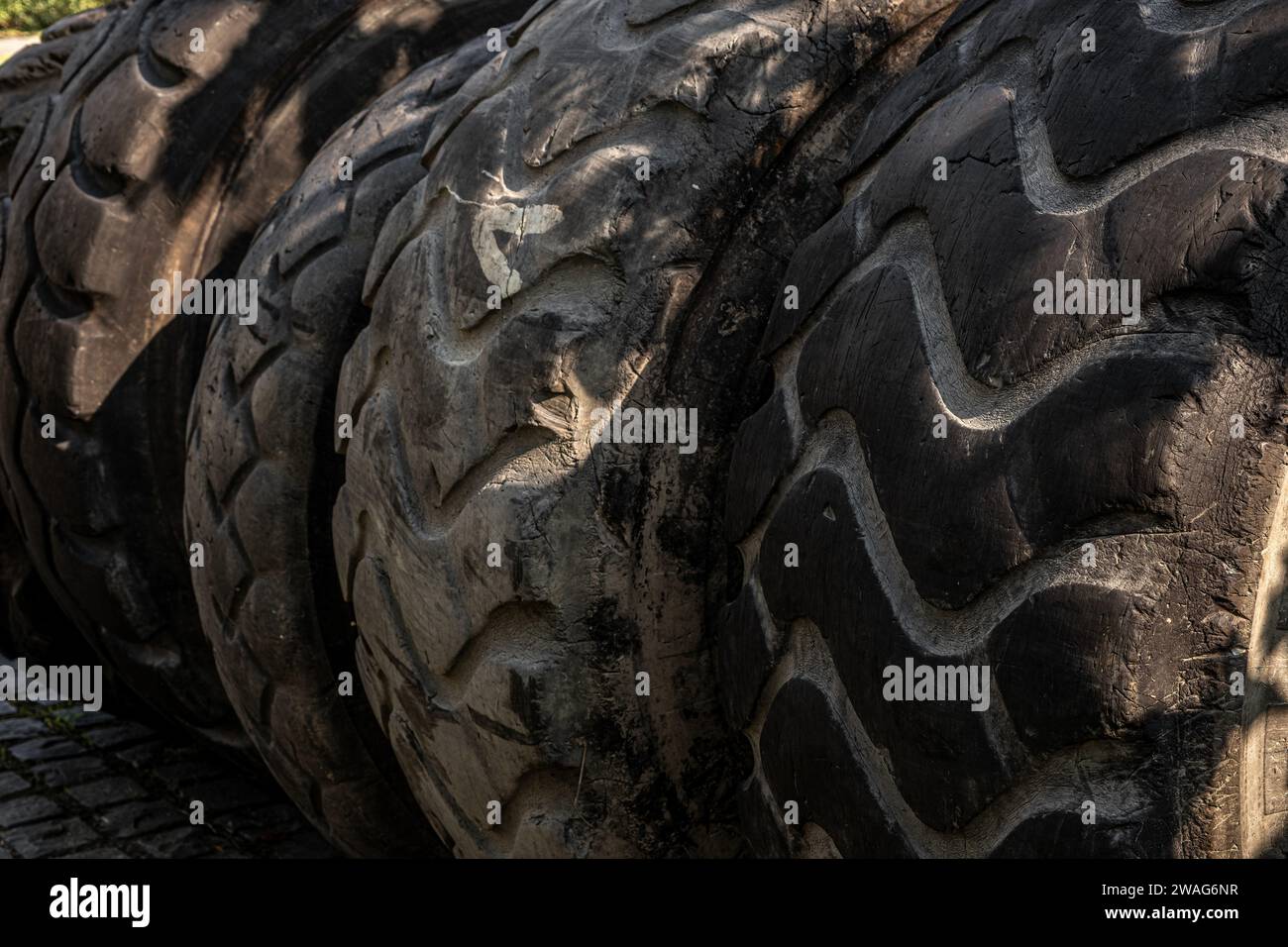 old used big dump truck tires Stock Photo - Alamy