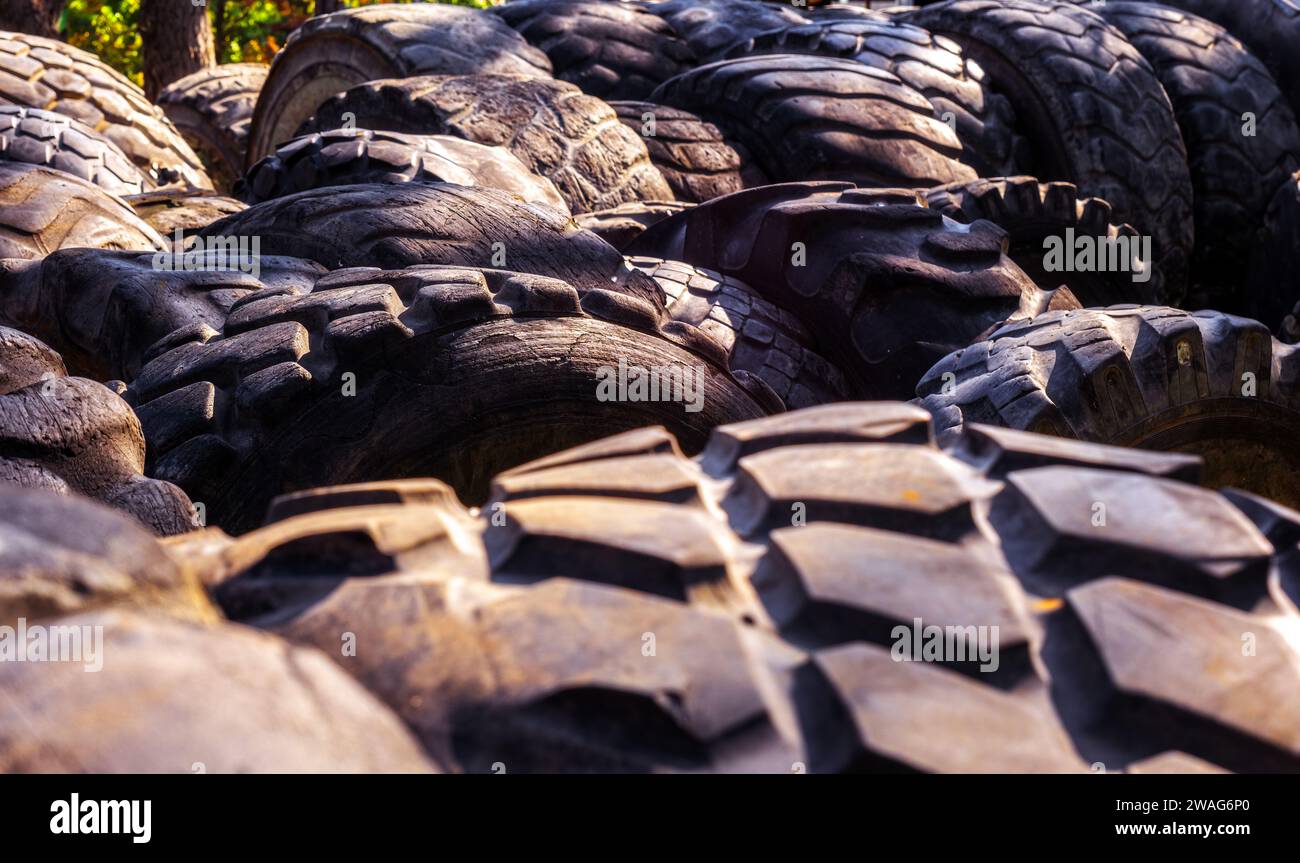 old used big dump truck tires Stock Photo - Alamy