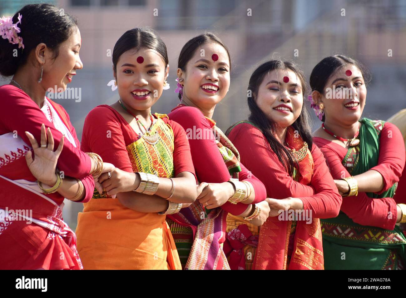 Guwahati, Guwahati, India. 4th Jan, 2024. Assamese girls perform ...
